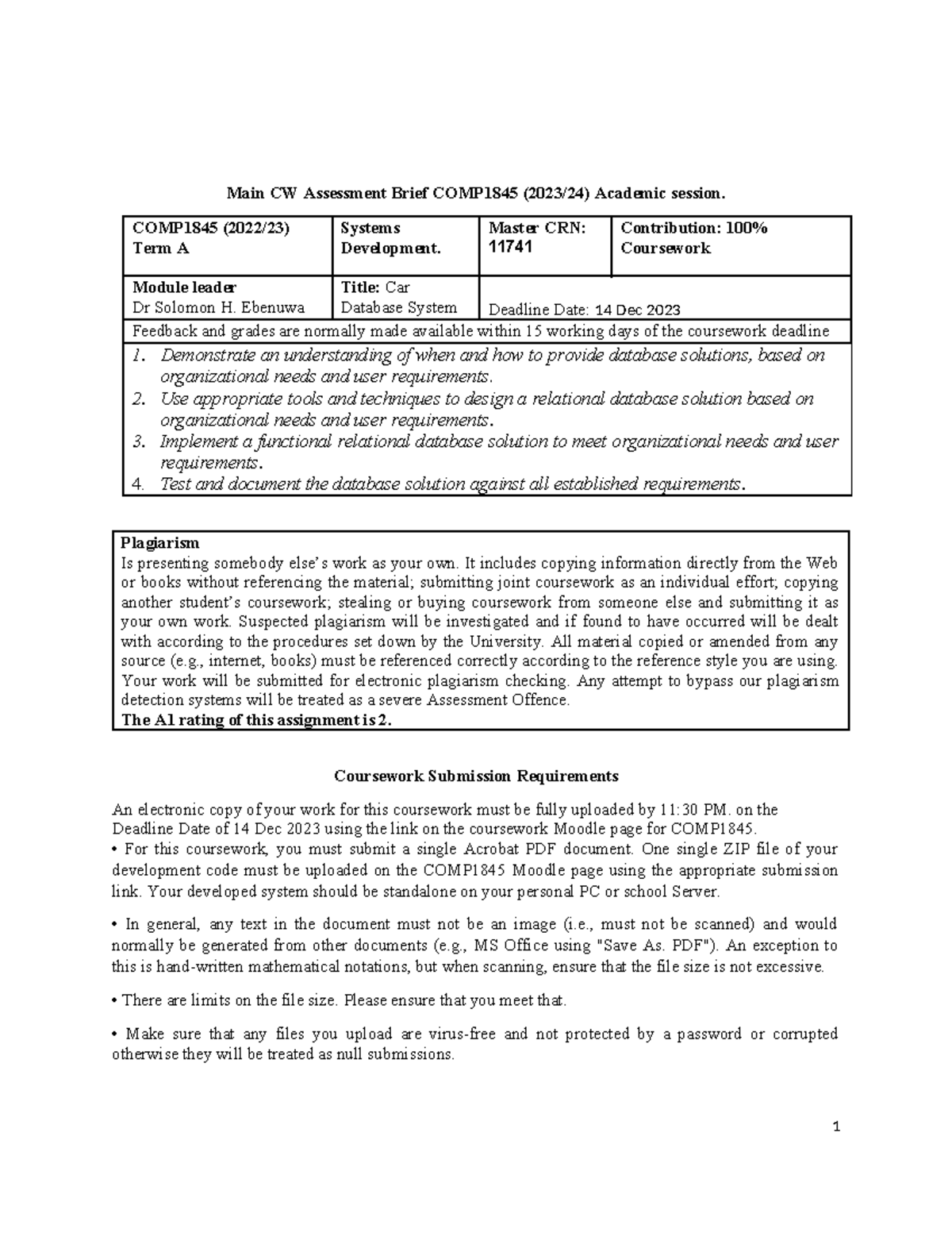 Main CW Assessment Brief COMP1845-2023-24 Academic session-Part 1 ...
