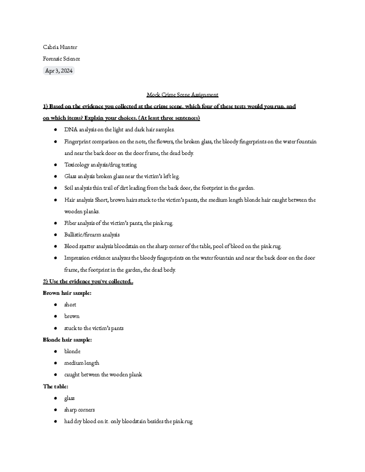 Forensic Science - ...... - Cabria Hunter Forensic Science Apr 3, 2024 ...