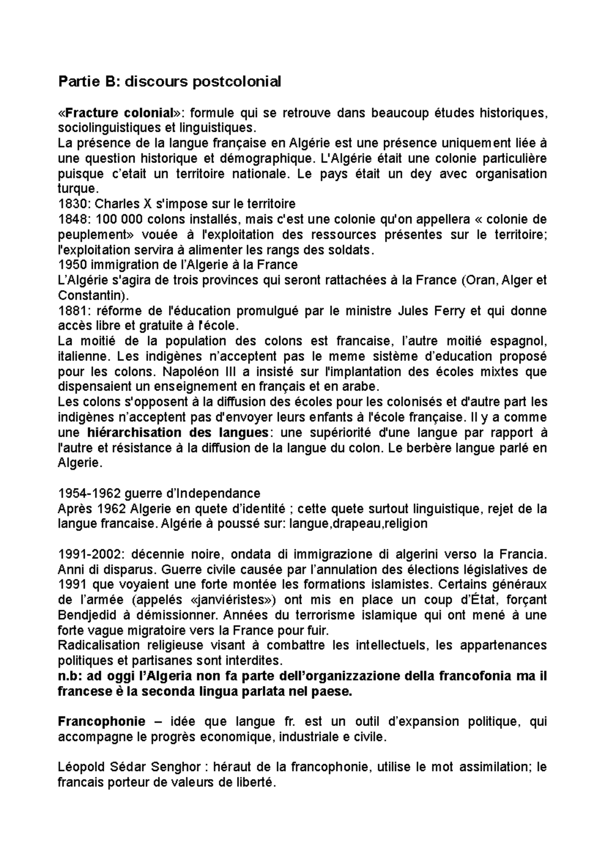 Discours coloniale - Partie B: discours postcolonial «Fracture colonial ...