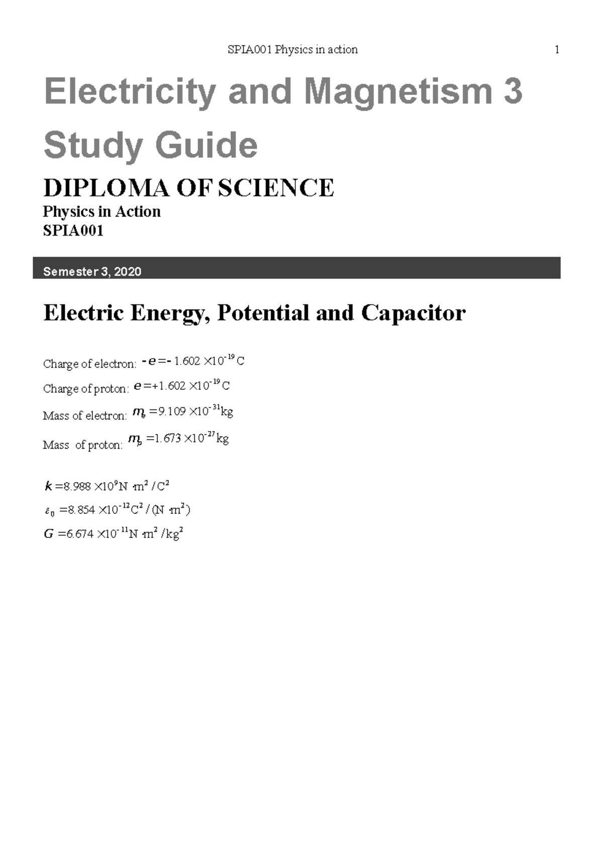 Electricity Magnetism 03 Electric Energy, Potential and Capacitors ...