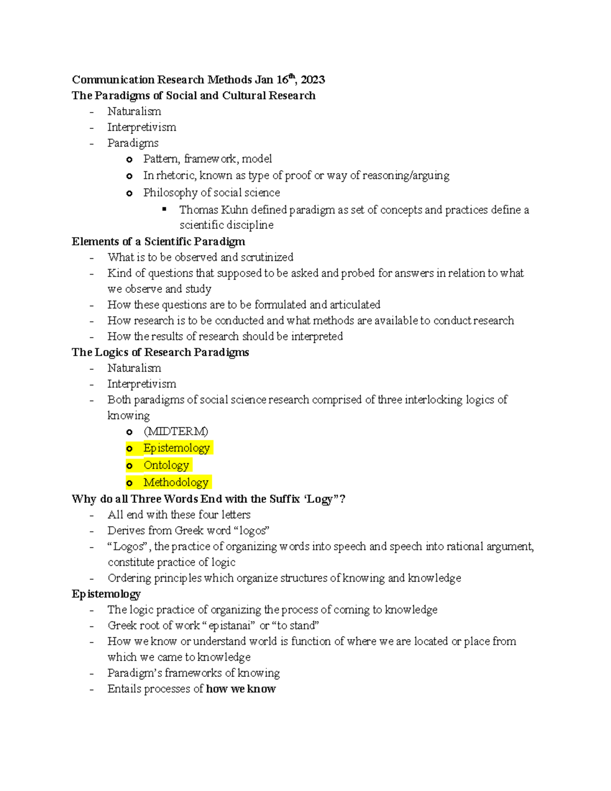Research Methods Lec 3 Notes Communication Research Methods Jan 16th research-methods-lec-3-notes-communication-research-methods-jan-16th