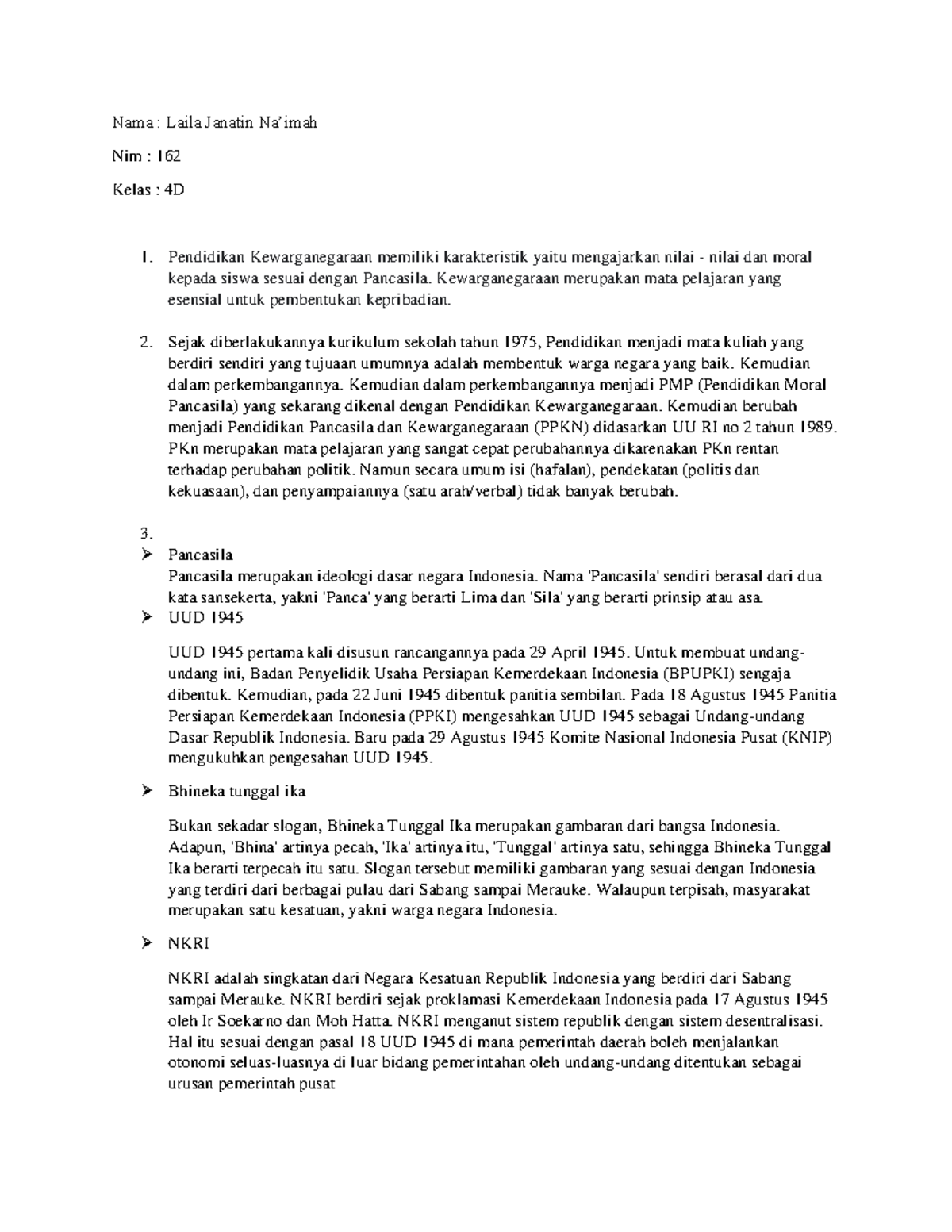 mapel baru ppkn ipa ipas - Nama : Laila Janatin Na’imah Nim : 162 Kelas ...