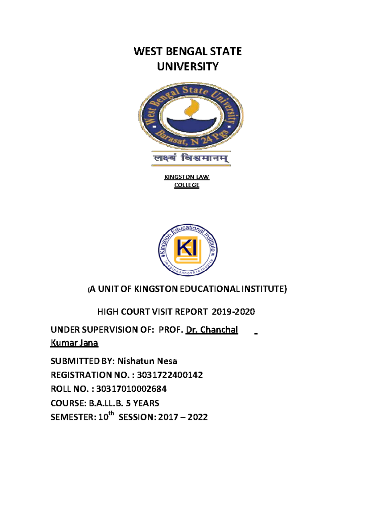 High court visit - WEST BENGAL STATE UNIVERSITY KINGSTON LAW COLLEGE (A ...