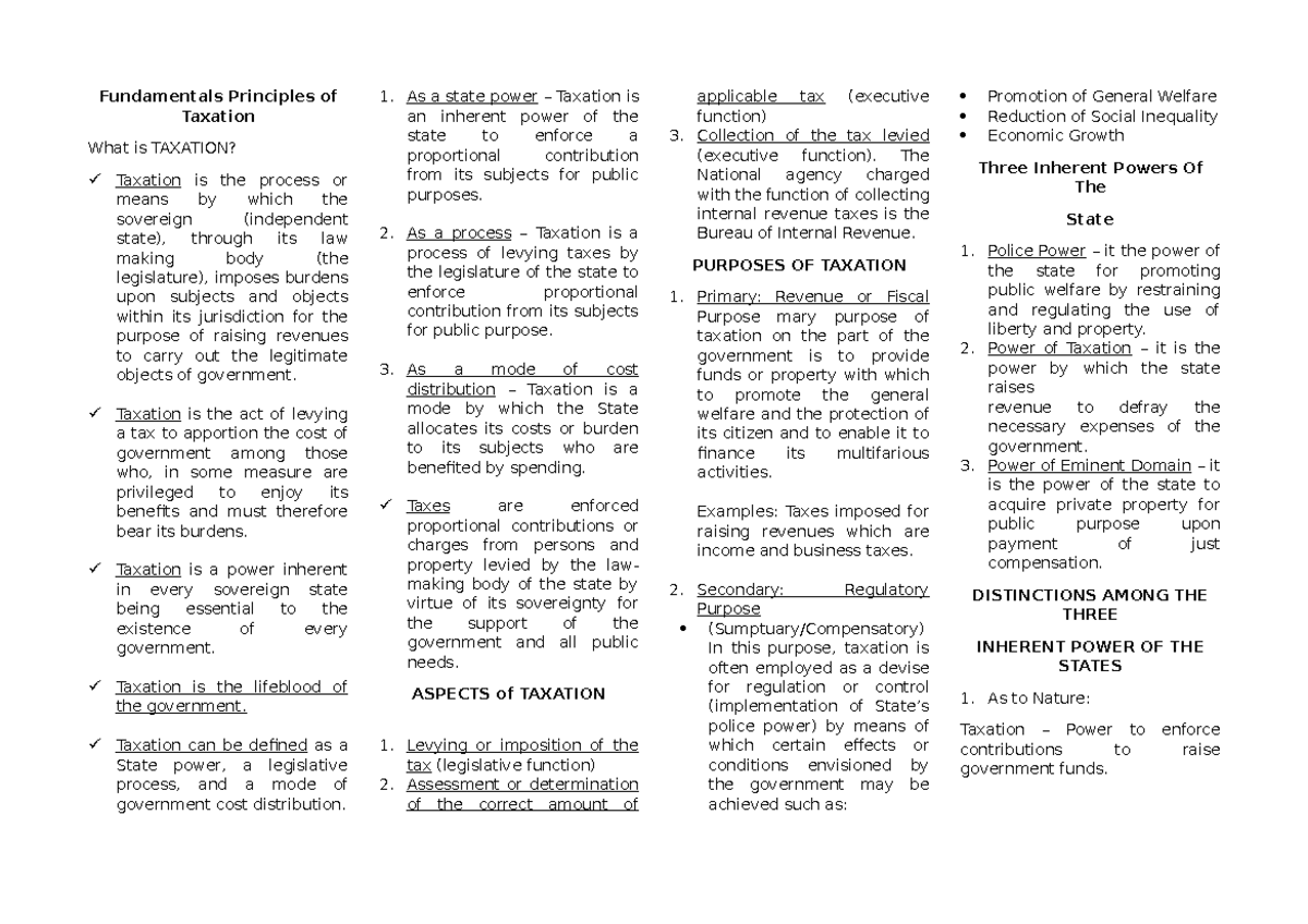 Fundamentals Principles of Taxation - Fundamentals Principles of ...