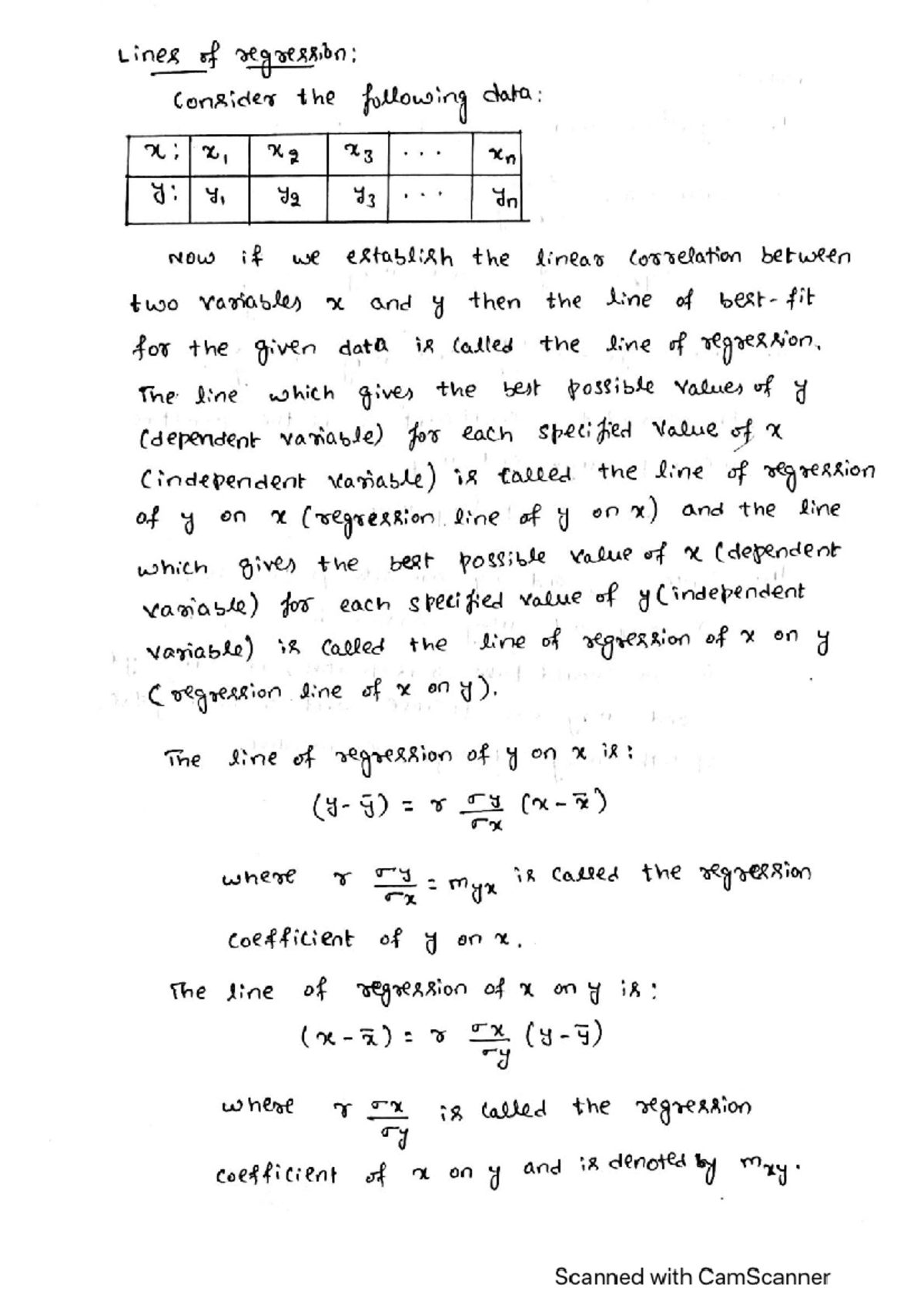 Lines of regression - Notes - Computer science and engineering - Studocu