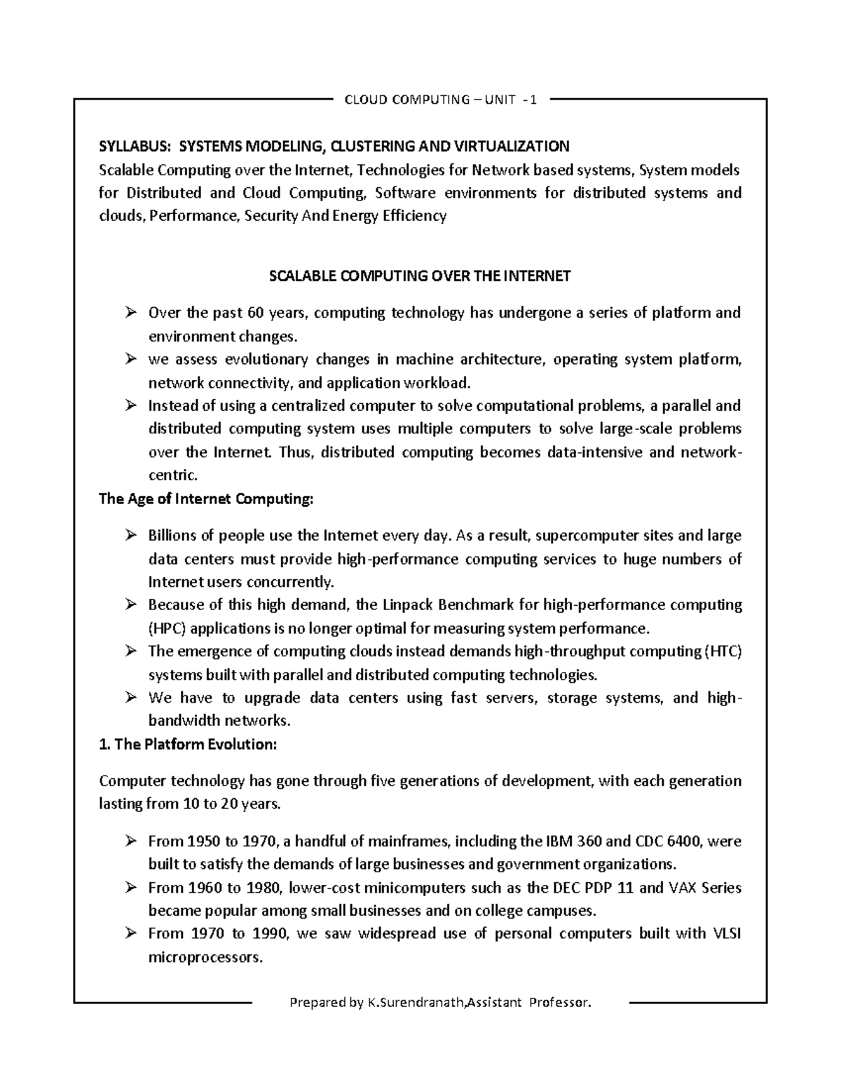 CC UNIT 1 1 - It's is useful for the students to pass exams - SYLLABUS ...