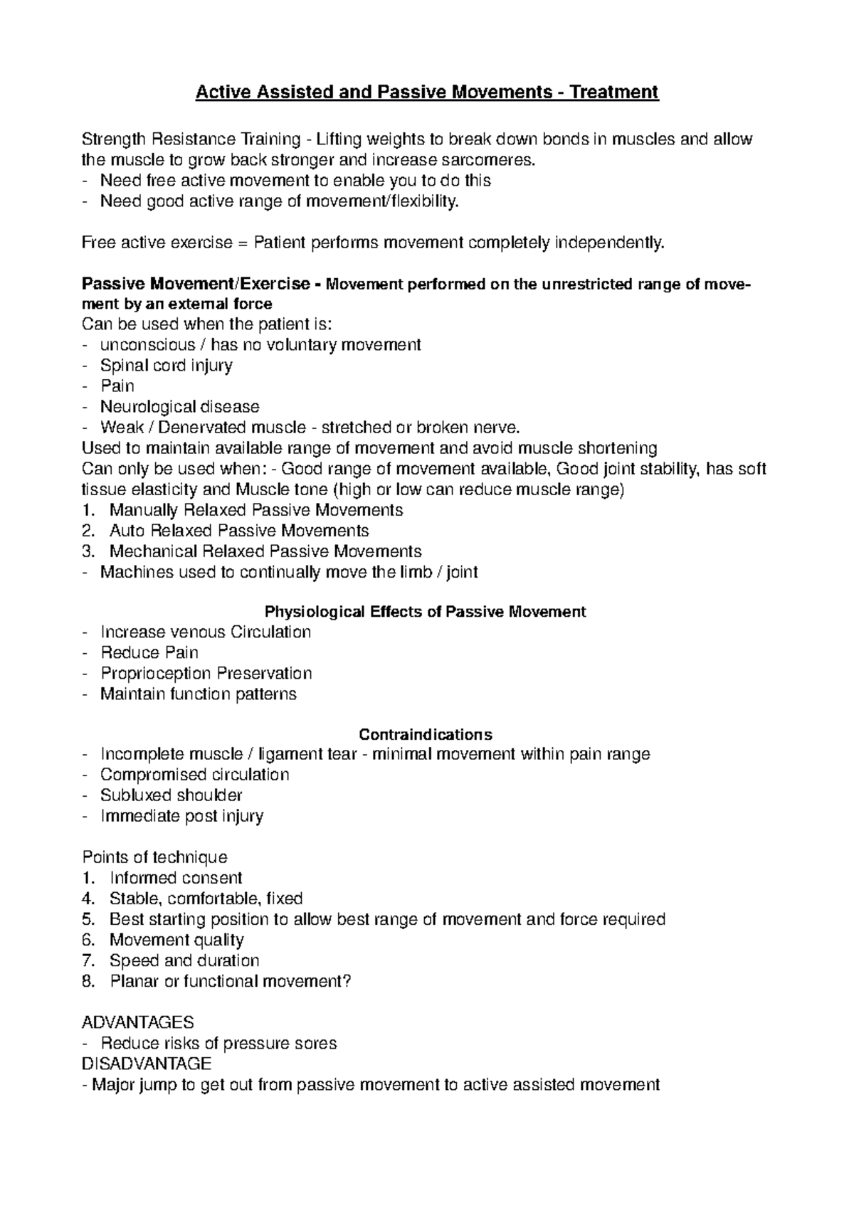 Active assisted and passive movement in treatment - Active Assisted and ...