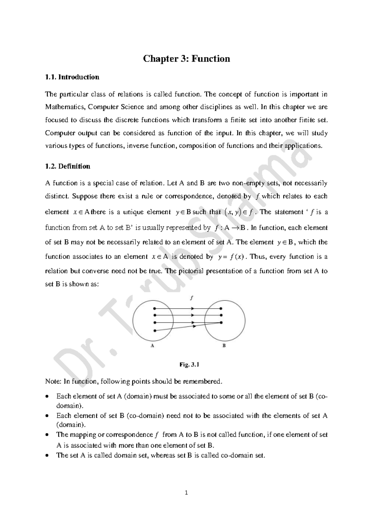 Function notes math - i need - Chapter 3: Function Introduction The ...