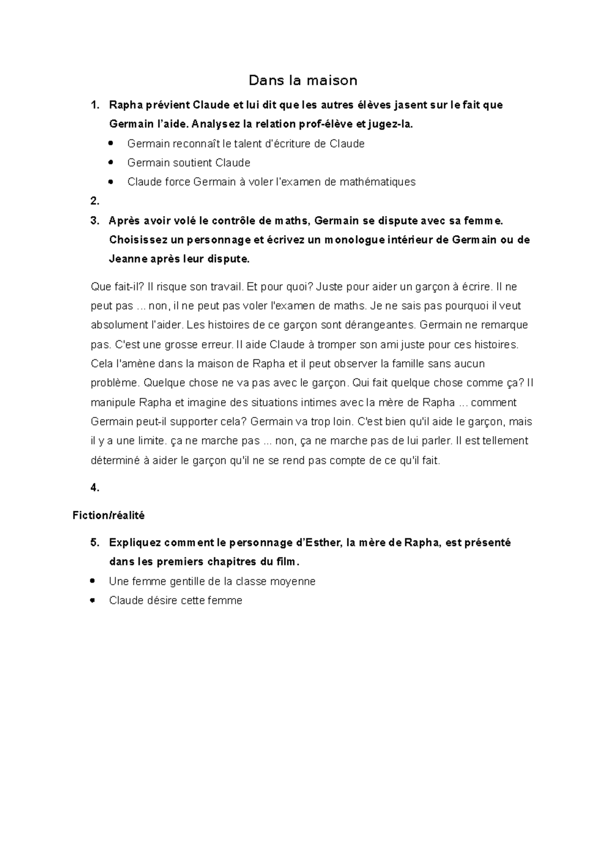 Dans la maison - Dans la maison Rapha prévient Claude et lui dit que les autres élèves jasent ...