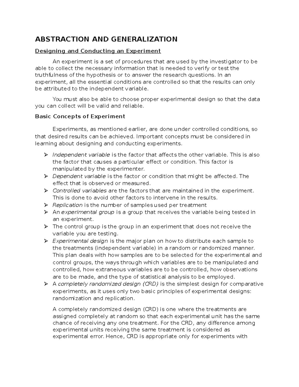 Notes WEEK 4 5 Q1 - ABSTRACTION AND GENERALIZATION Designing and ...