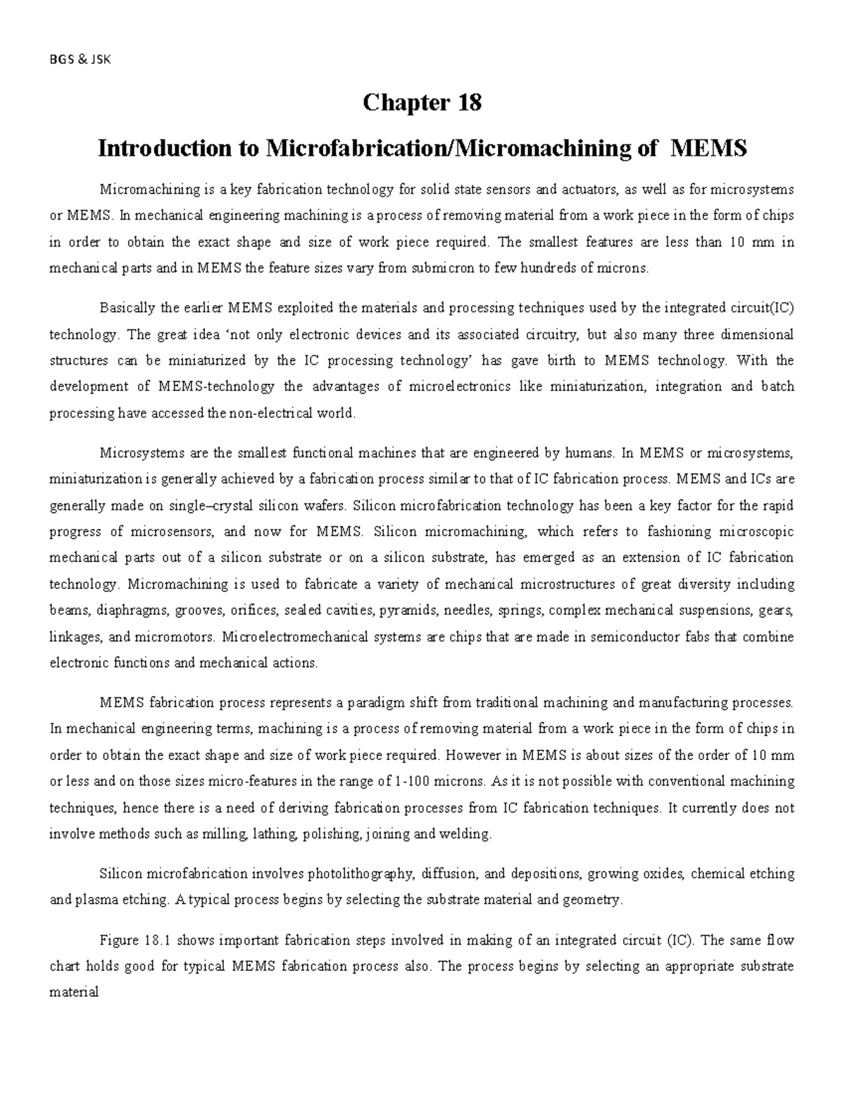 Mems UNIT IV -1 - Mems - Chapter 18 Introduction to Microfabrication/Micromachining of MEMS ...