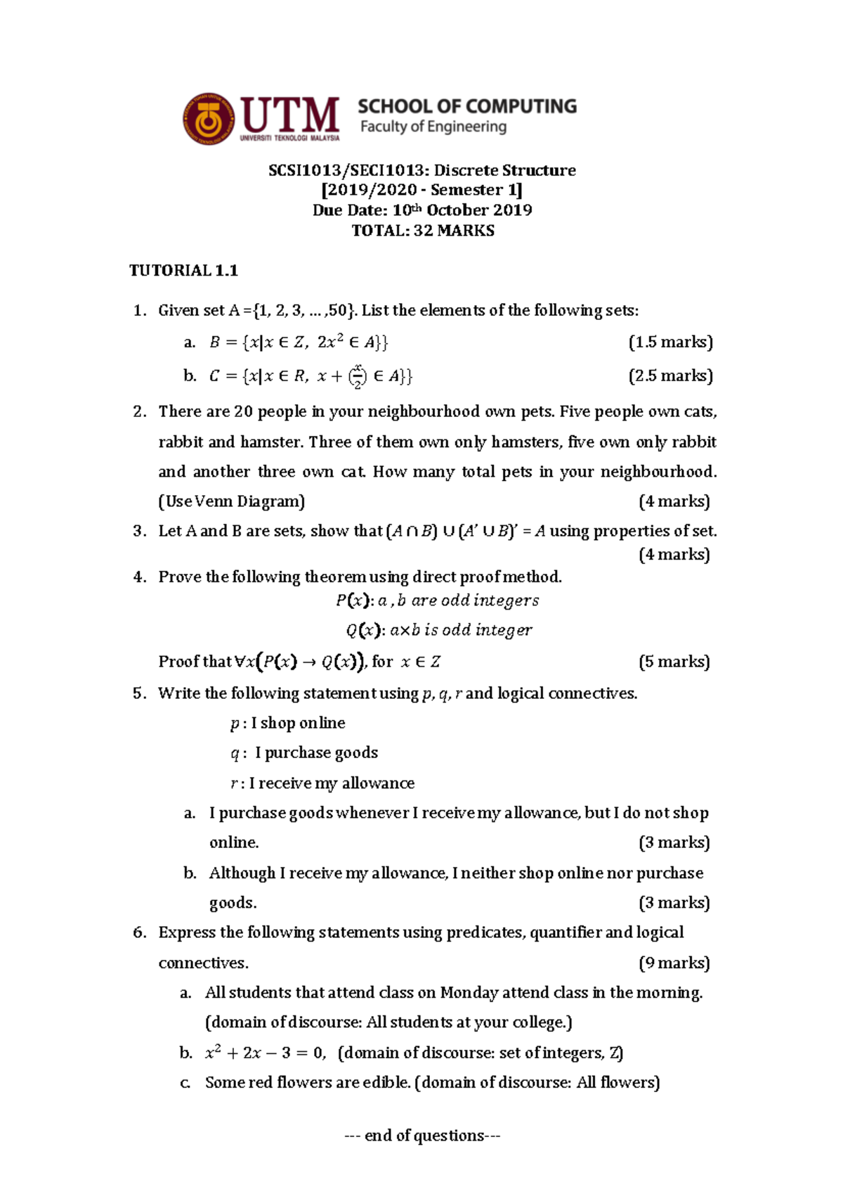 Tutorial 1.2 SECI1113 - DS - end of questions- **SCSI1013/SECI1013 ...