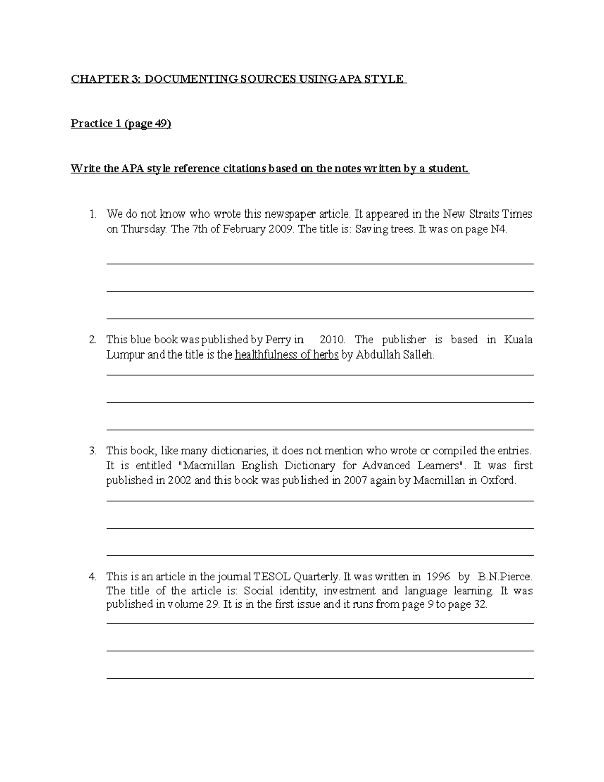 Chapter 3 Documenting Sources Using APA Style - CHAPTER 3: DOCUMENTING ...