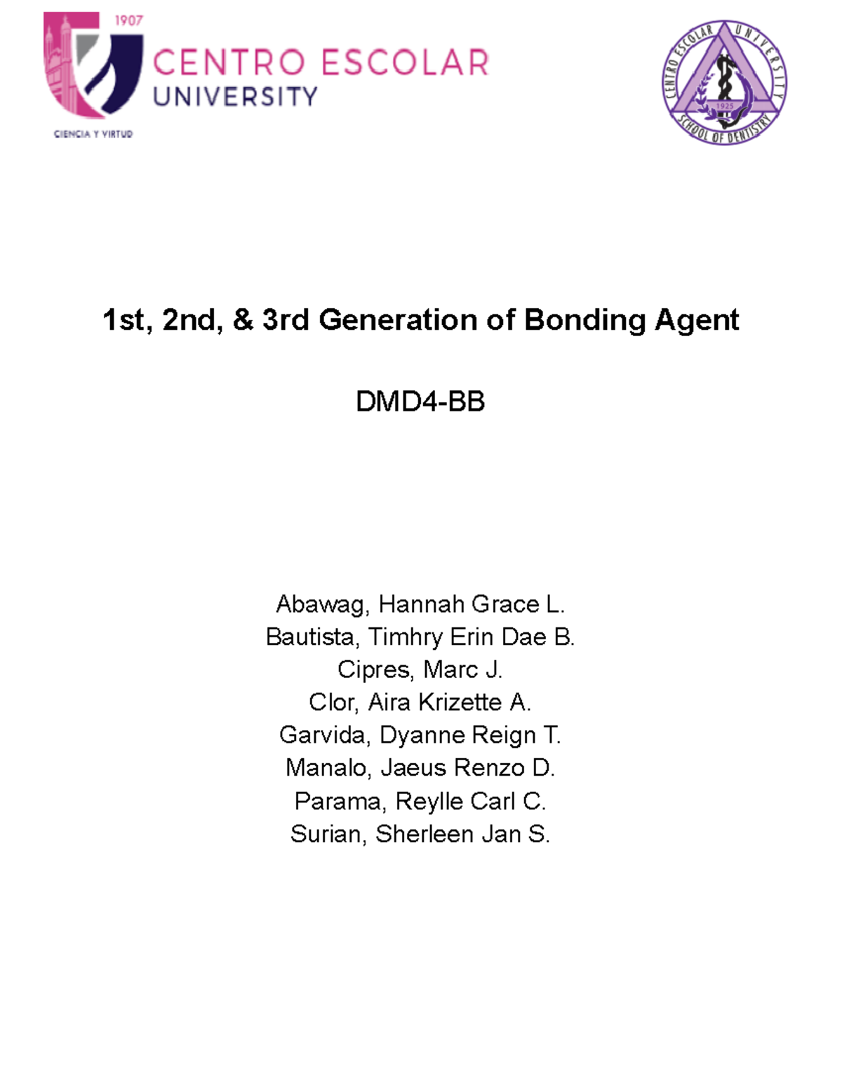 1st 2nd 3rd Generation of Bonding Agent Group 1 - 1st, 2nd, & 3rd ...
