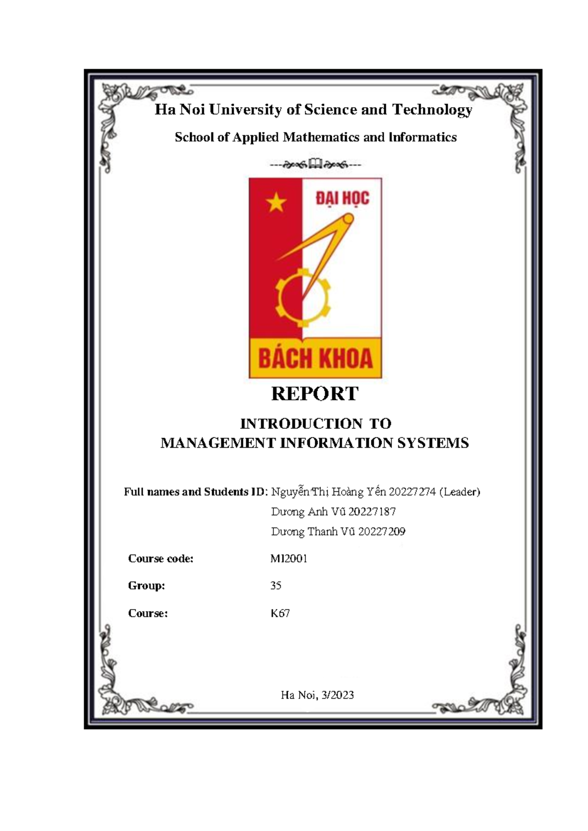 Group 35color - Nothing - Ha Noi University of Science and Technology School of Applied ...