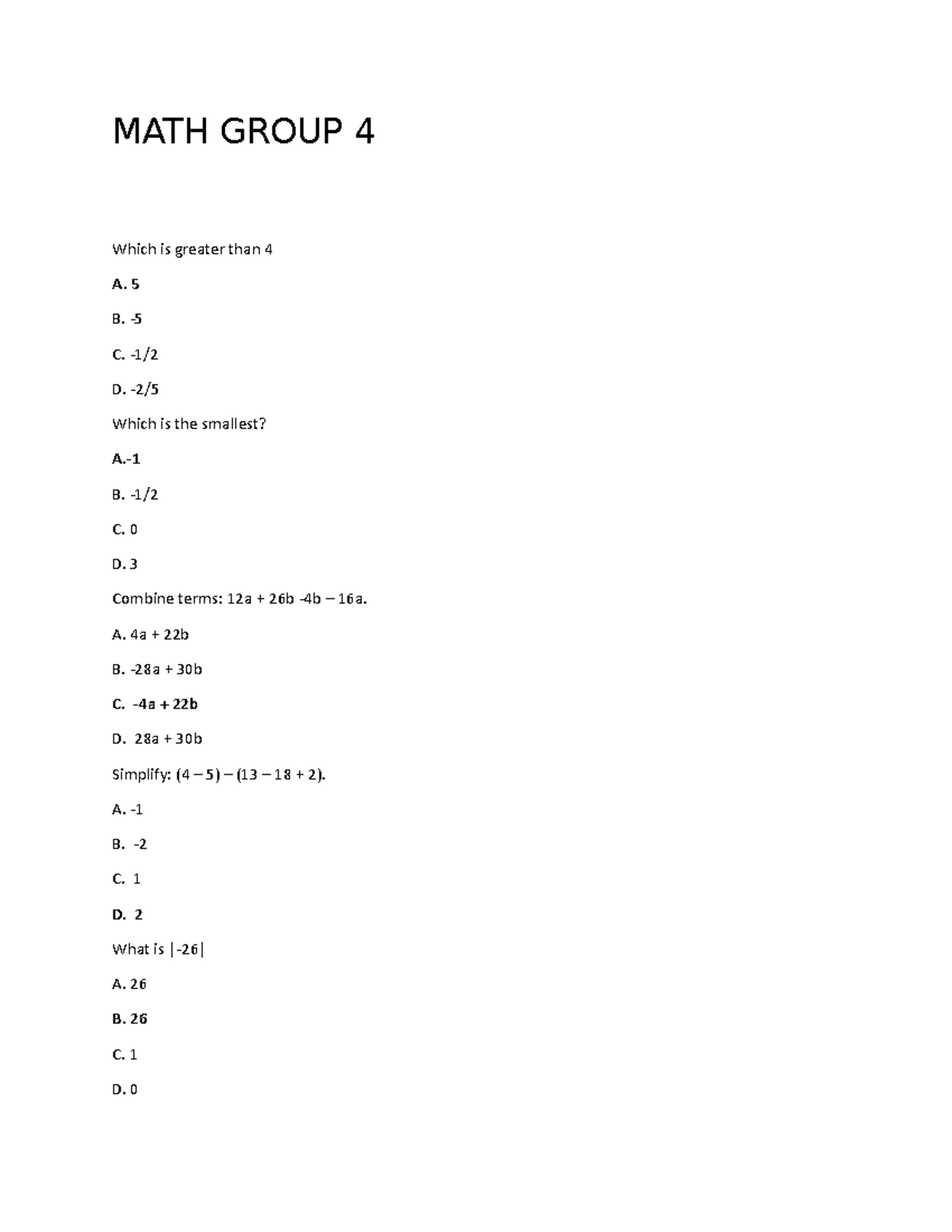 Math-Group-4 - PRACTICE EXAM FO LICENSURE EXAMINATION FOR TEACHERS ...