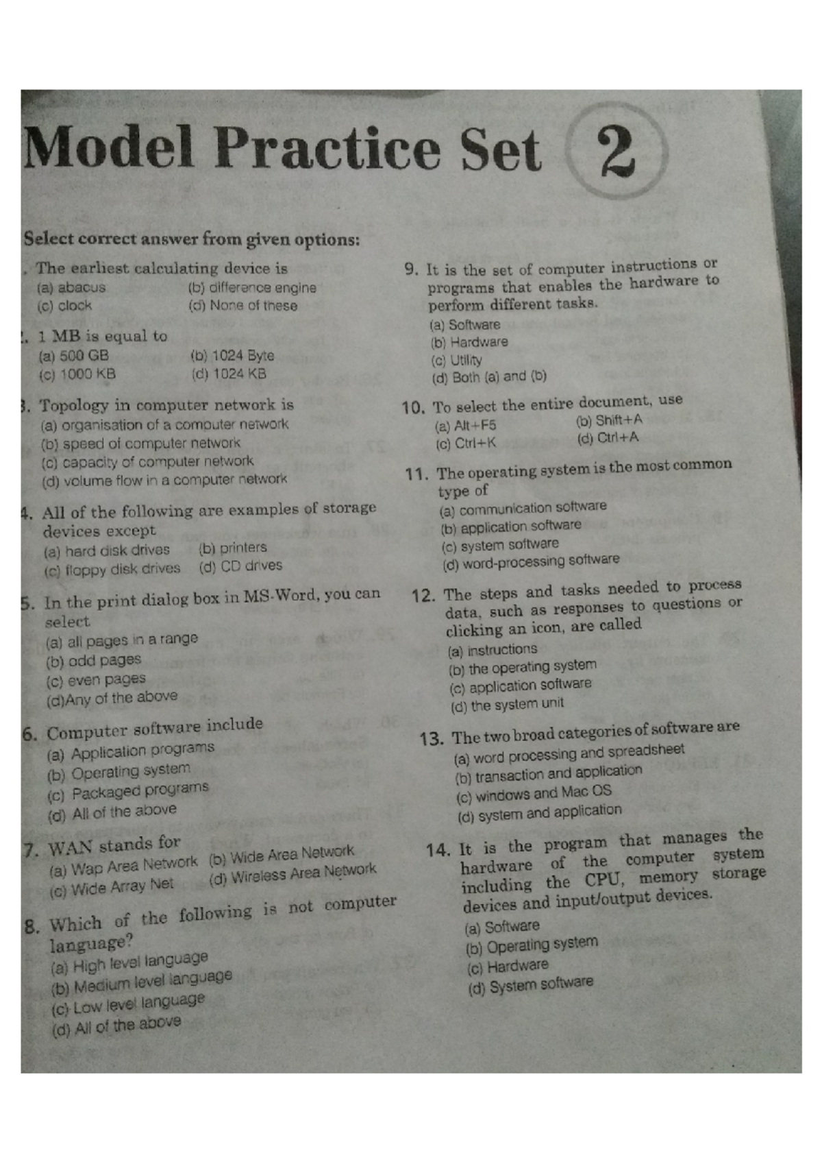 Nielit Doeacc CCC Model Practice Set 2 Free PDF Download - Model ...