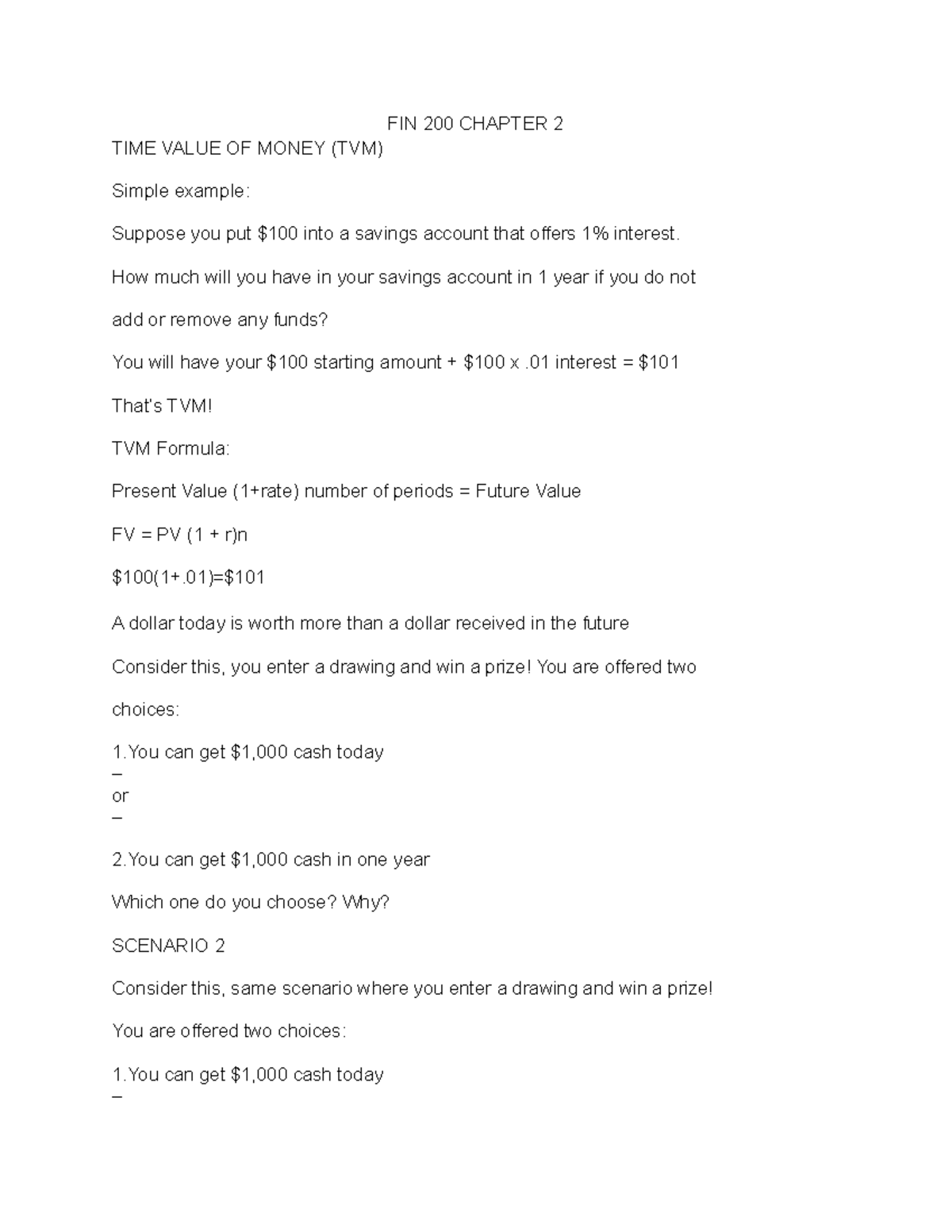 Chapter 2 - topic 2 part 2 notes - FIN 200 CHAPTER 2 TIME VALUE OF ...