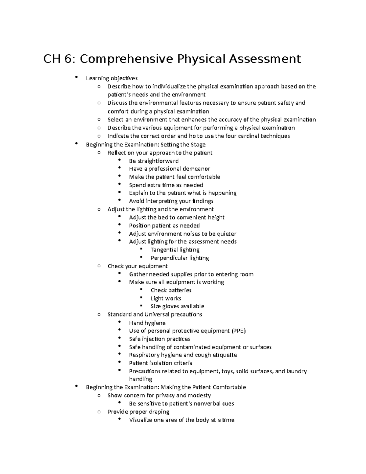 Ch 6 Comprehensive Physical Assessment - CH 6: Comprehensive Physical ...