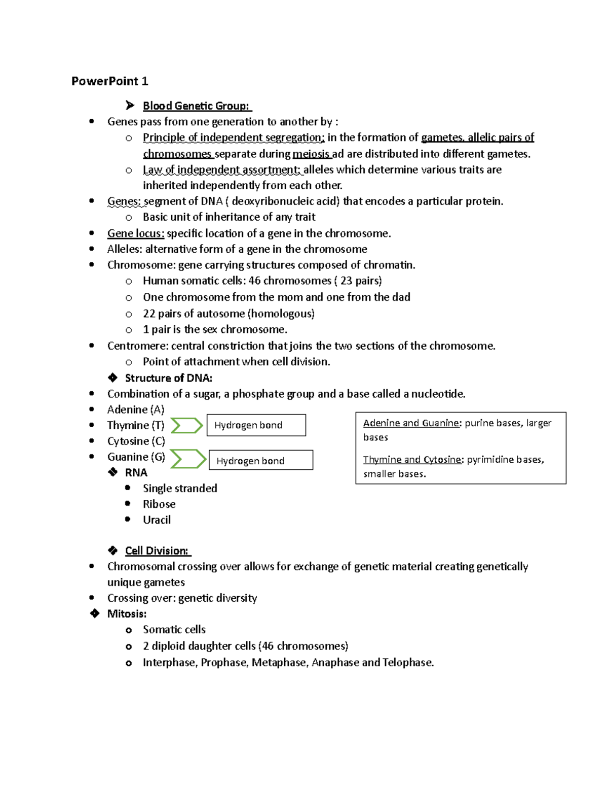 Final - PowerPoint 1 Blood Genetic Group: Genes pass from one ...