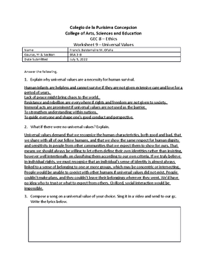 Gec 8 ws 3 summer - Ethics - Colegio de la Purisima Concepcion GEC 8 ...