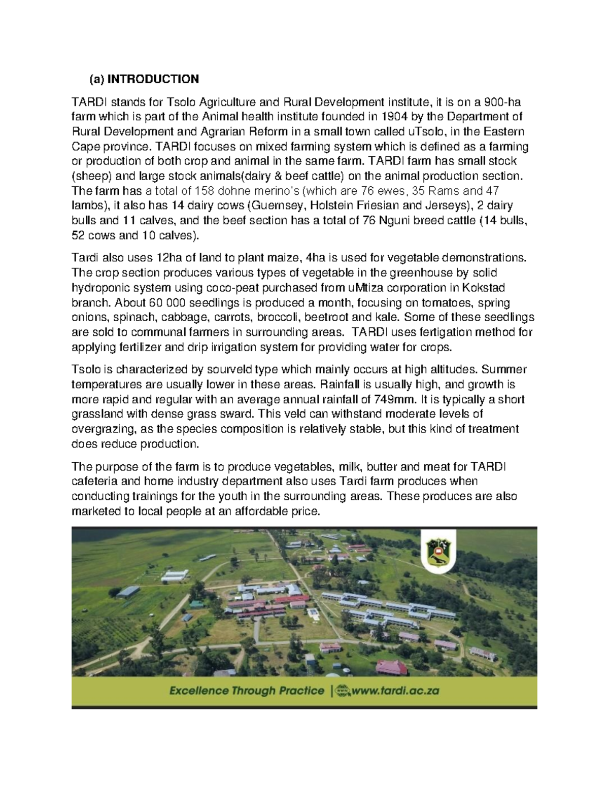 Ntabankulu S 219959269 Presentation - (a) INTRODUCTION TARDI stands for ...