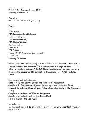 Learning Guide Unit 8 Overview - CS 2204-01 Communications and Networking - AY2022-T Learning ...
