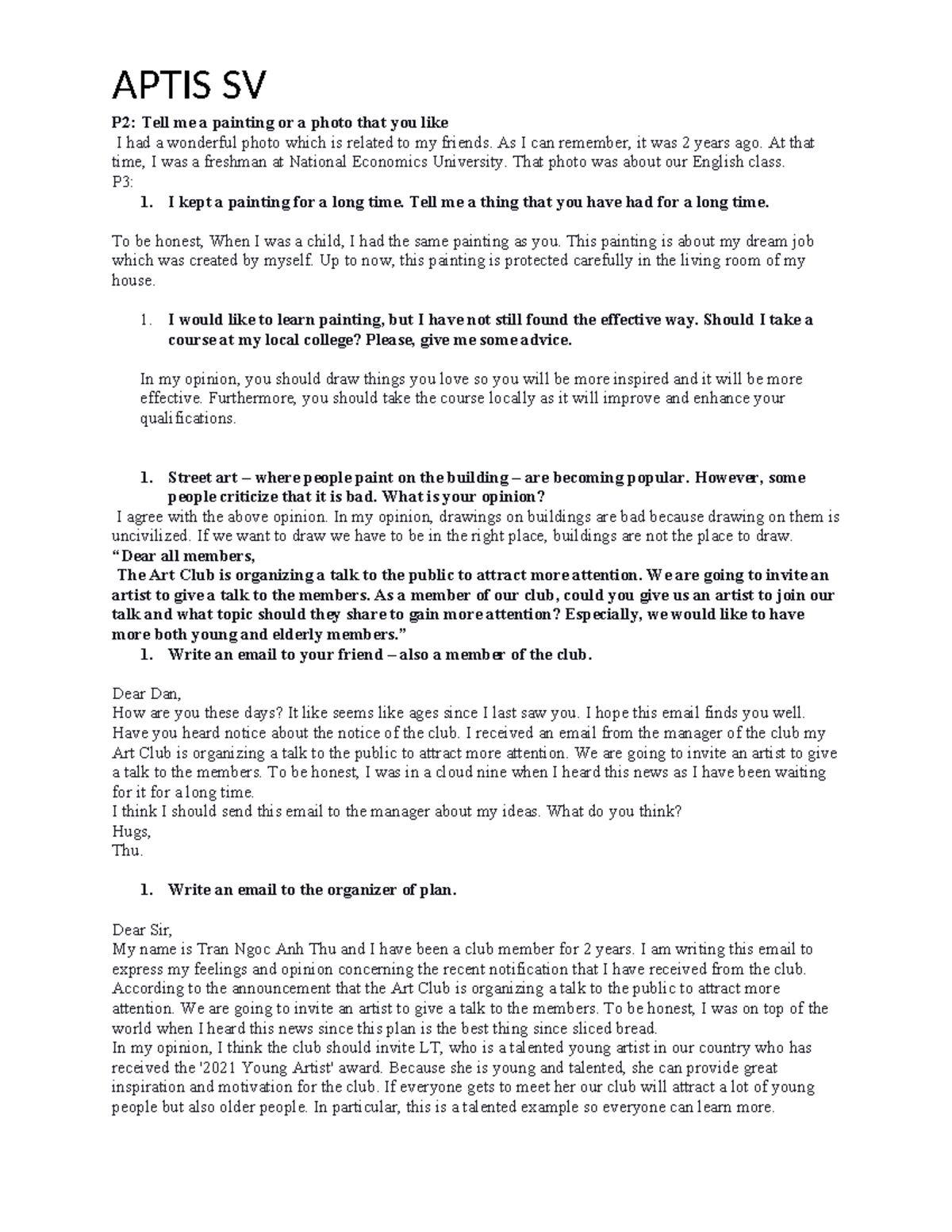 Art-Club - nlkn - APTIS SV P2: Tell me a painting or a photo that you ...