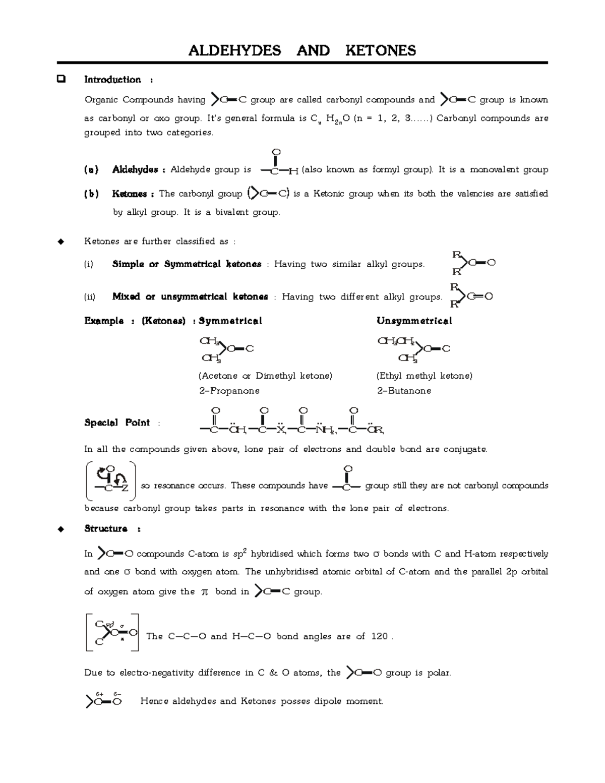 Aldehydes AND Ketones - notes - Intro duct ion : Organic Compounds ...