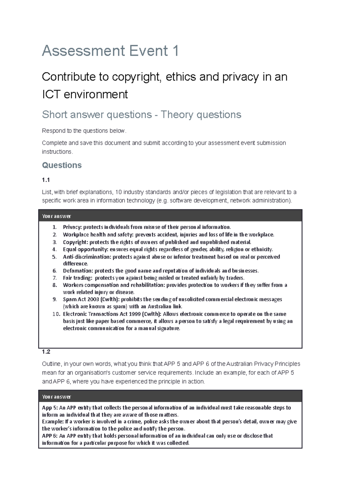 Assessment Event 1 copyright-question 1-3 - Assessment Event 1 ...