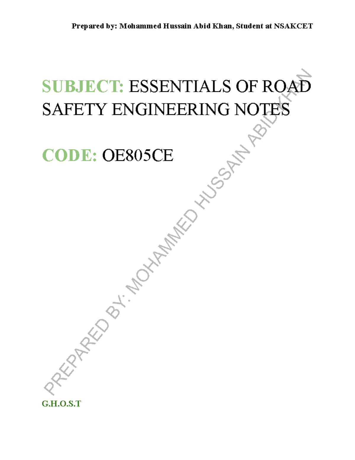 Essentials of Road Safety Engineering - SUBJECT: ESSENTIALS OF ROAD ...