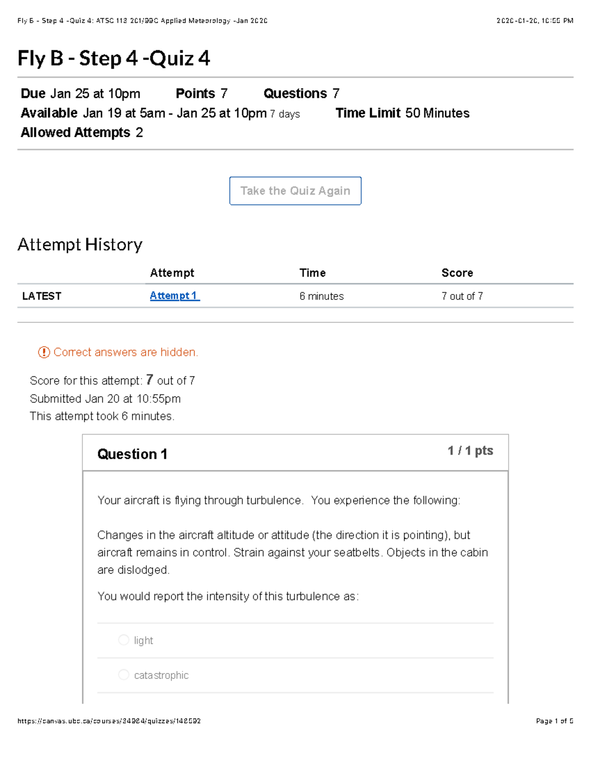Fly B - Step 4 -Quiz 4: ATSC 113 201:99C Applied Meteorology -Jan 2020 ...