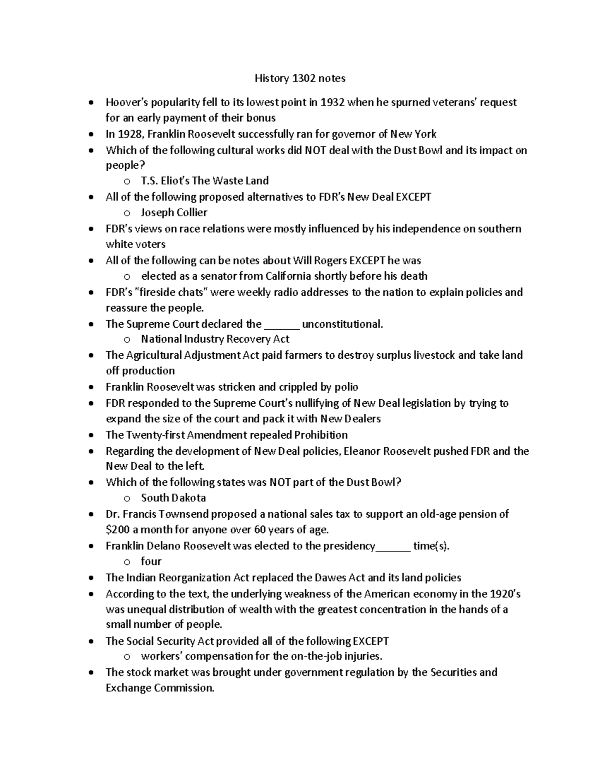 History 1302 note3 - notes and terminology - History 1302 notes Hoover ...