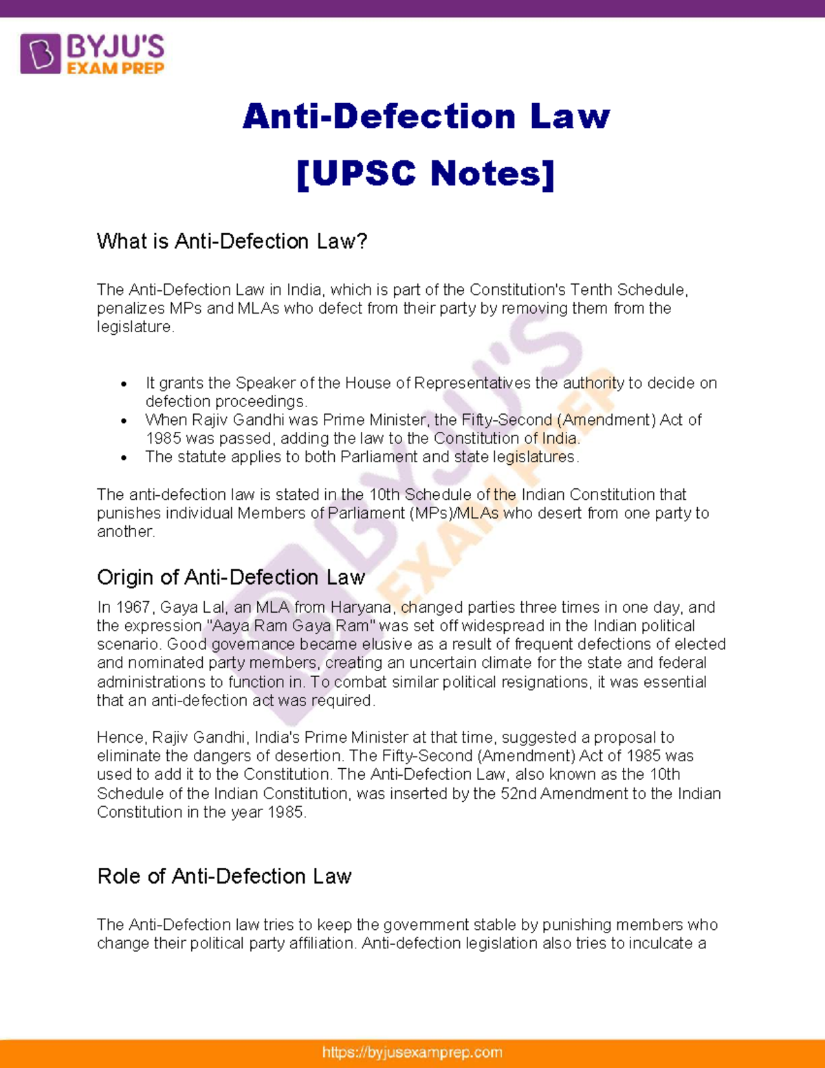 Anti defection law upsc notes 95 - Anti-Defection Law [UPSC Notes] What ...