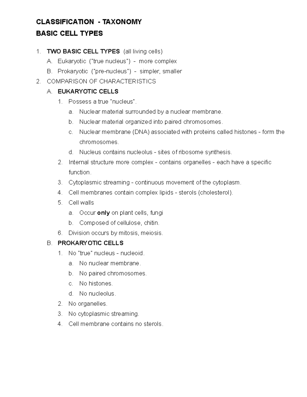 Classification - Lecture notes 1 - CLASSIFICATION - TAXONOMY BASIC CELL ...