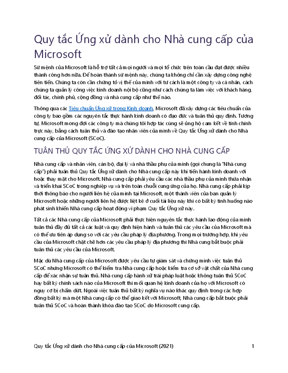 Microsoft-Supplier-Code-of-Conduct Vietnamese - Quy tÃc Ąng xā d‡nh cho ...