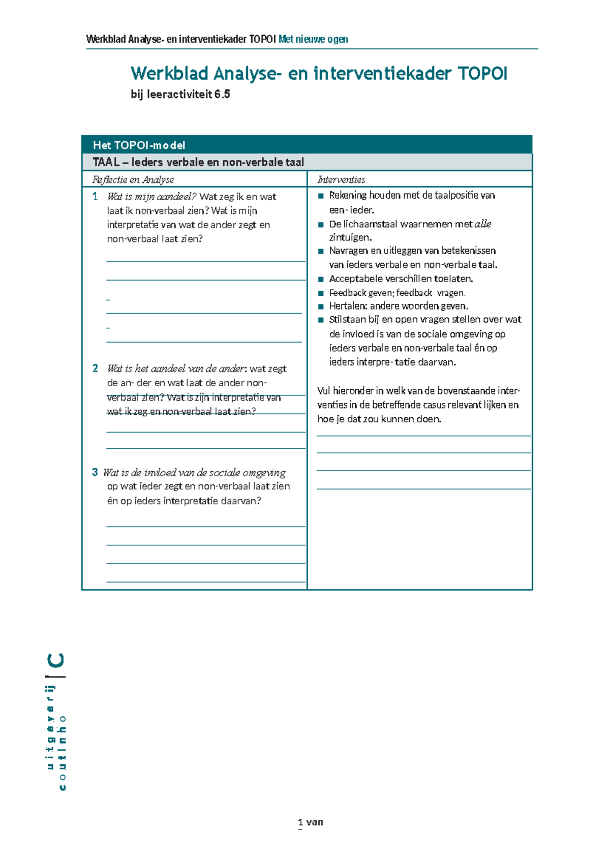 H6 Werkblad analyse en interventiekader Topoi - Werkblad Analyse- en ...