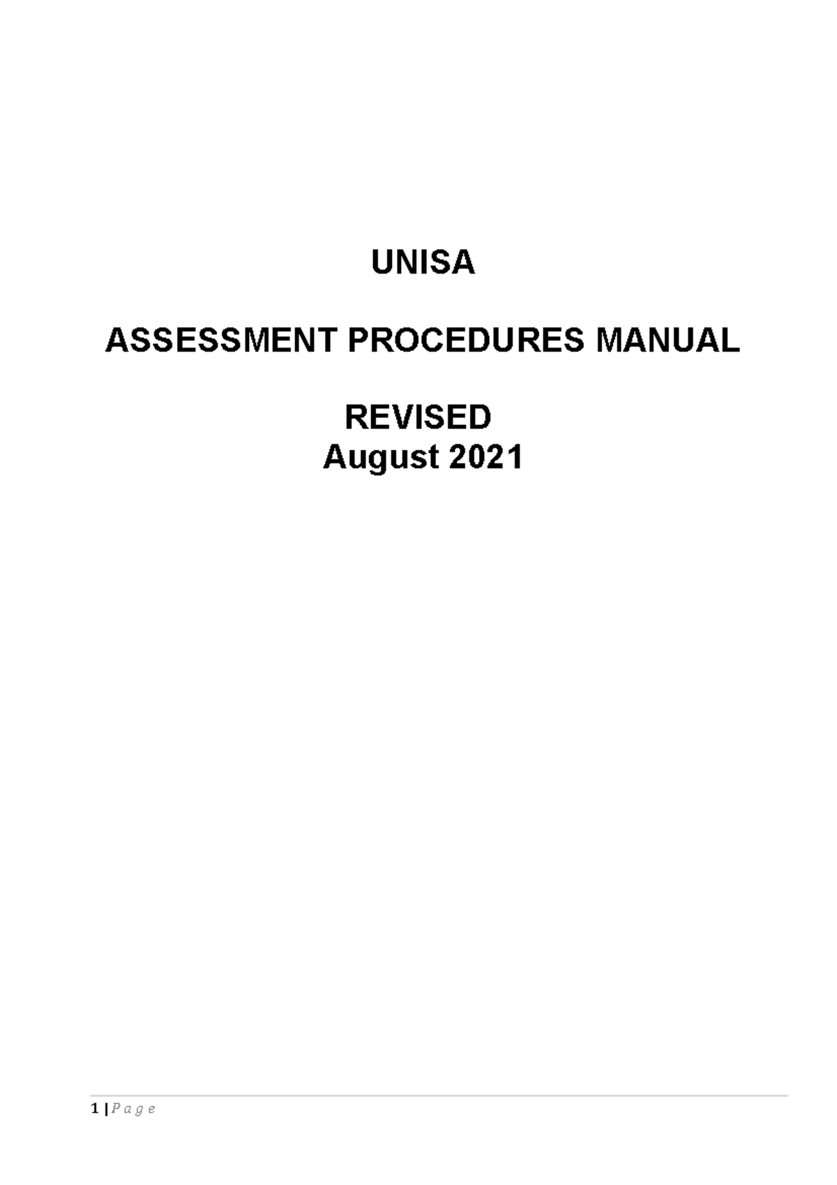 Assessment Procedures manual revised August 2021 - UNISA ASSESSMENT ...