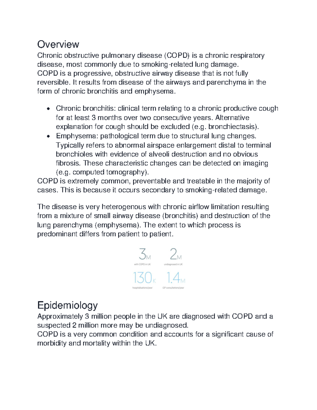 Document - Overview Chronic obstructive pulmonary disease (COPD) is a ...
