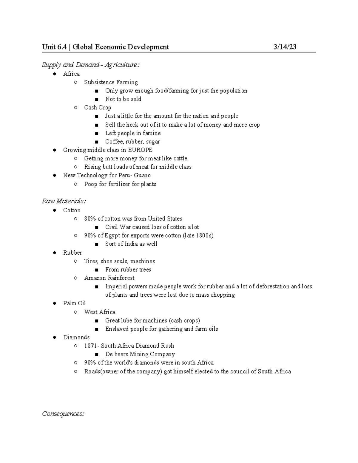 Unit 6.4 Notes - Unit 6 | Global Economic Development 3/14/ Supply and ...