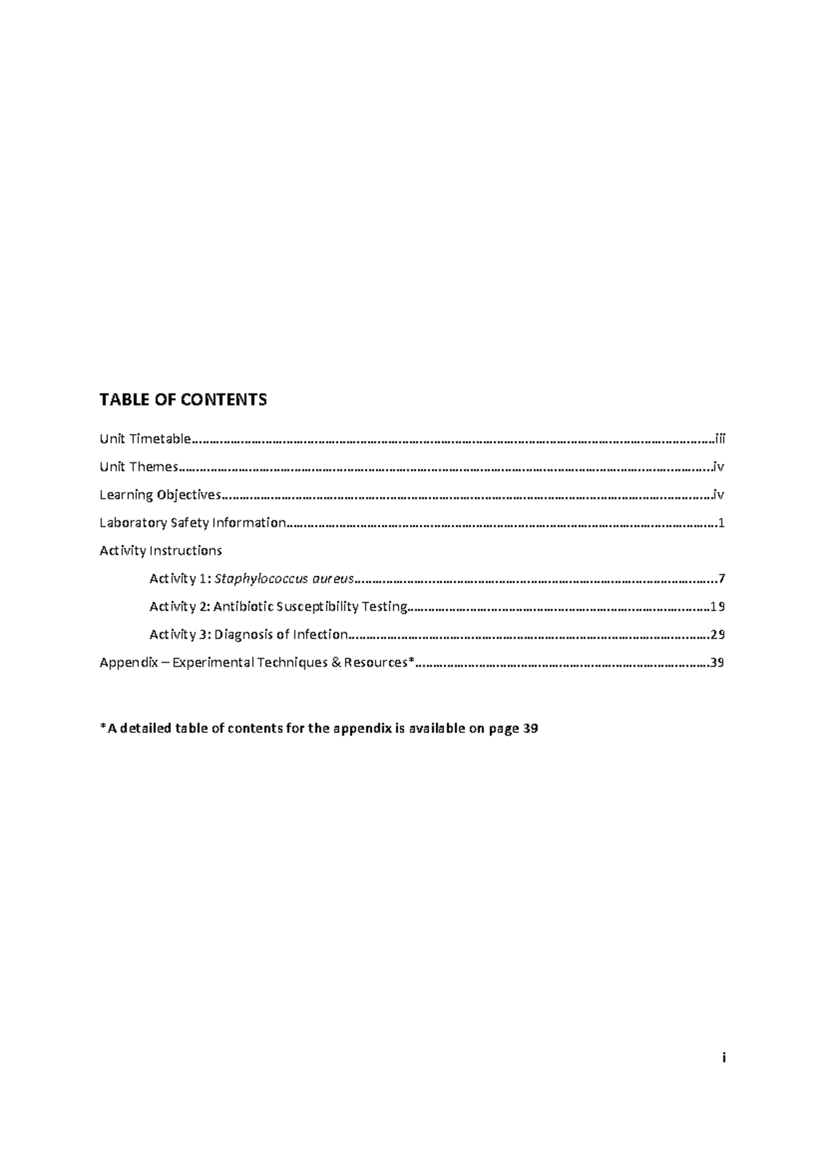 BMS2052 2022 - Laboratory Manual - i TABLE OF CONTENTS Unit - Studocu