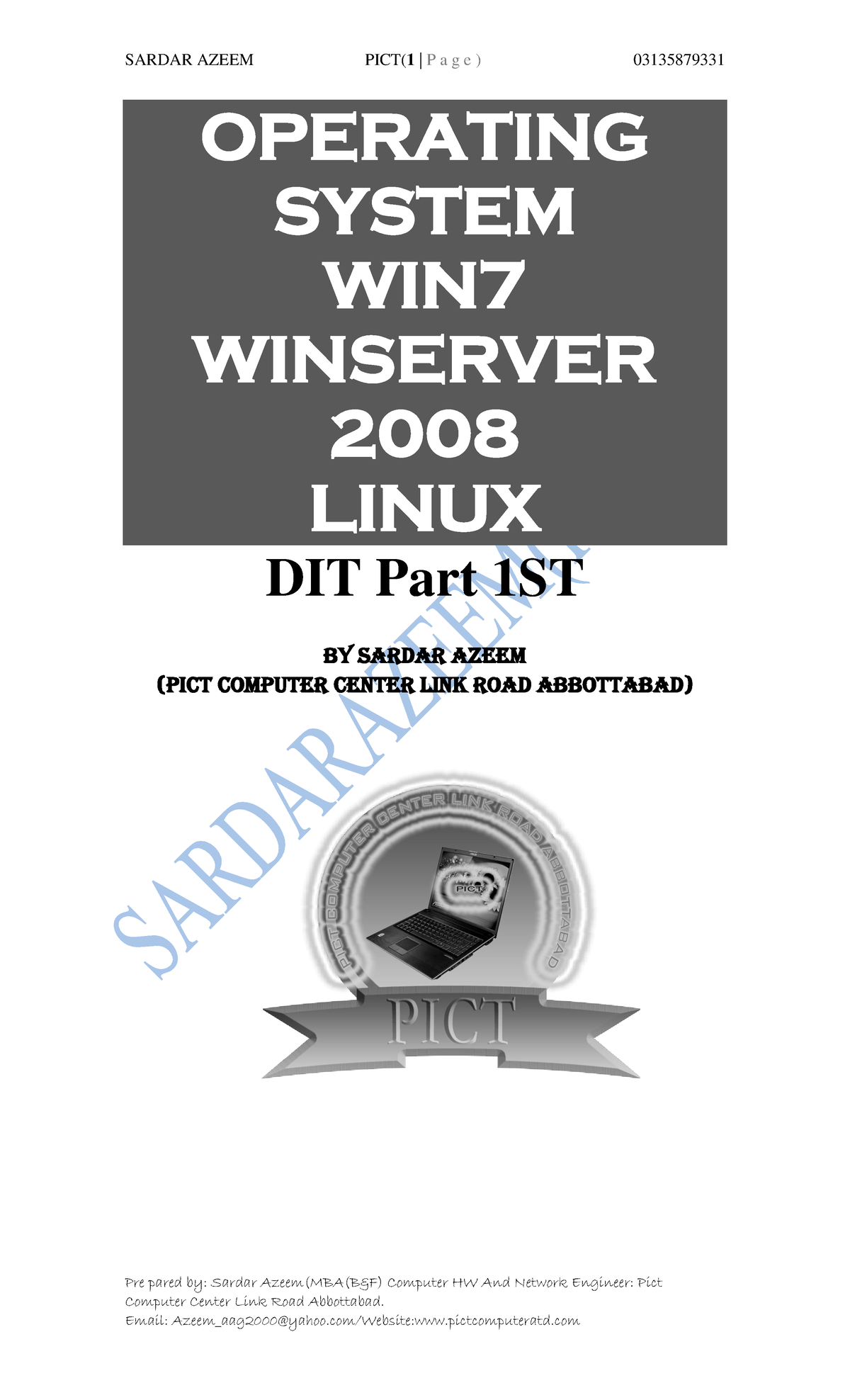 Operating System - Computer - Pre pared by: Sardar Azeem(MBA(B&F ...