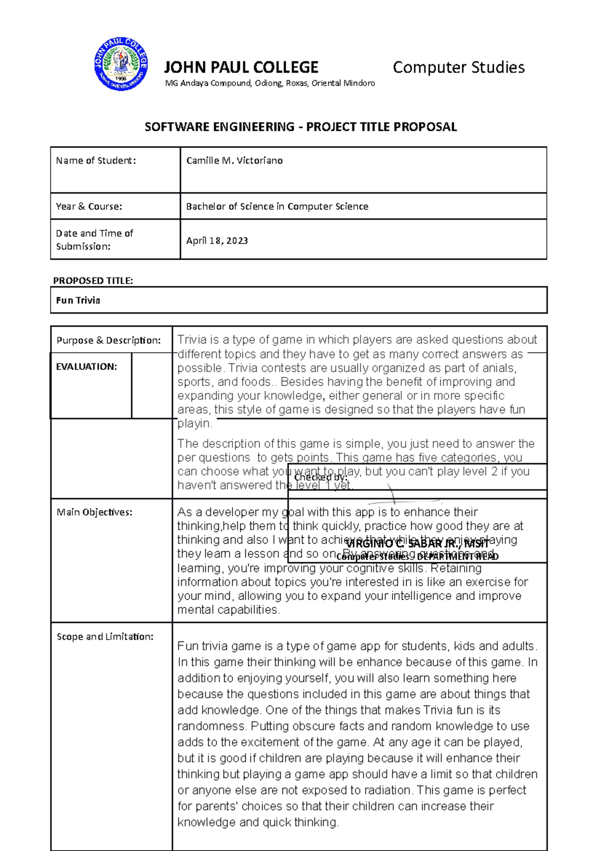 Bry Project Title Proposal - SOFTWARE ENGINEERING - PROJECT TITLE ...