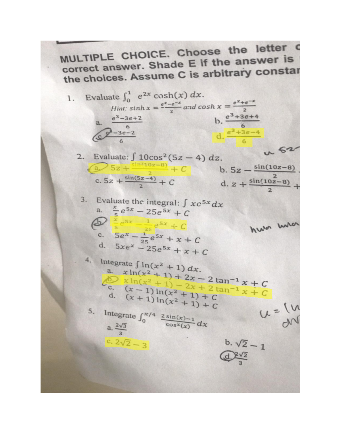 Cal2 - Goods - MULTIPLE CHOICE. Choose the letter C correct answer ...