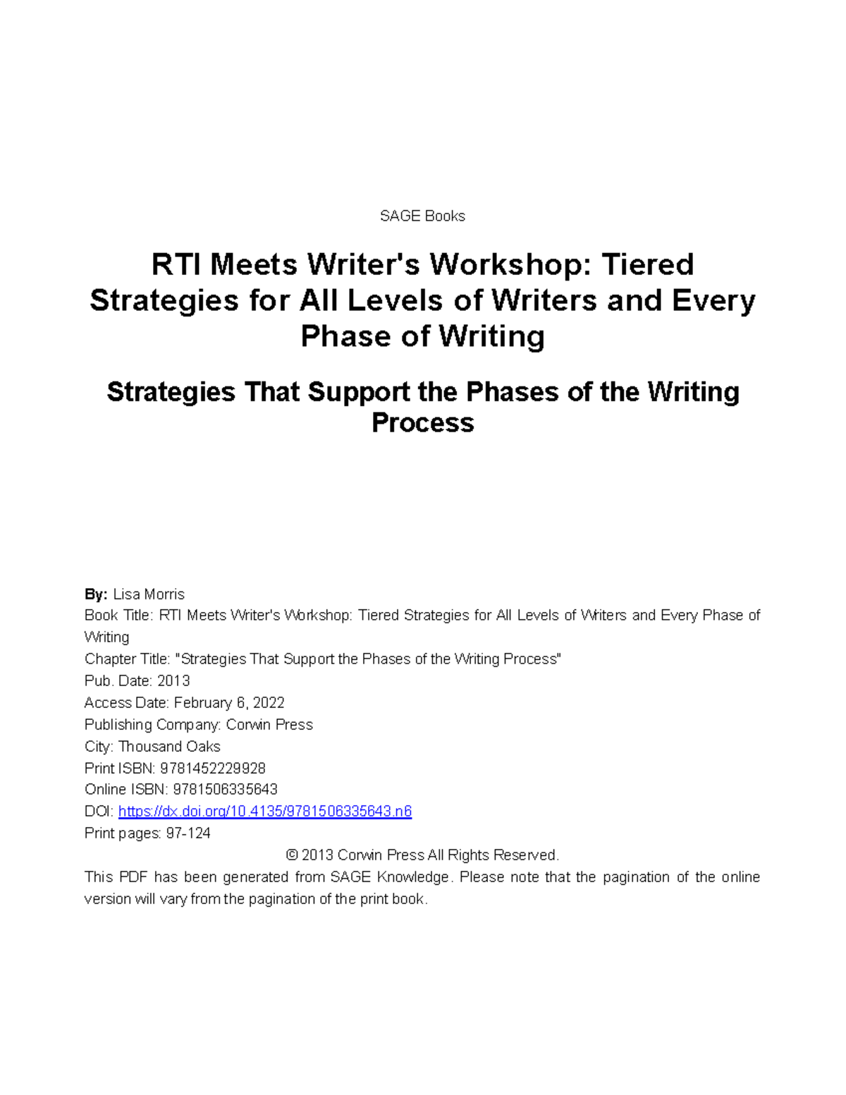 Strategies That Support the Phases of the Writing Process - SAGE Books ...