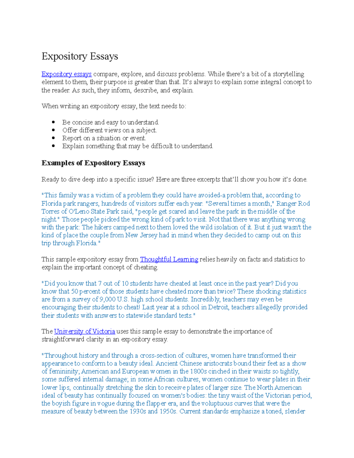 10 - n/a - Expository Essays Expository essays compare, explore, and ...