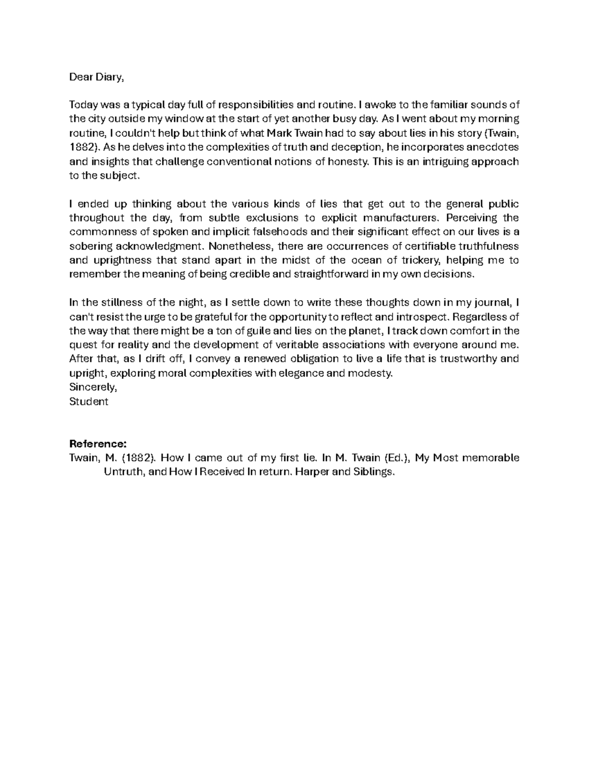 Unit 2 Written Assignment - Dear Diary, Today was a typical day full of ...