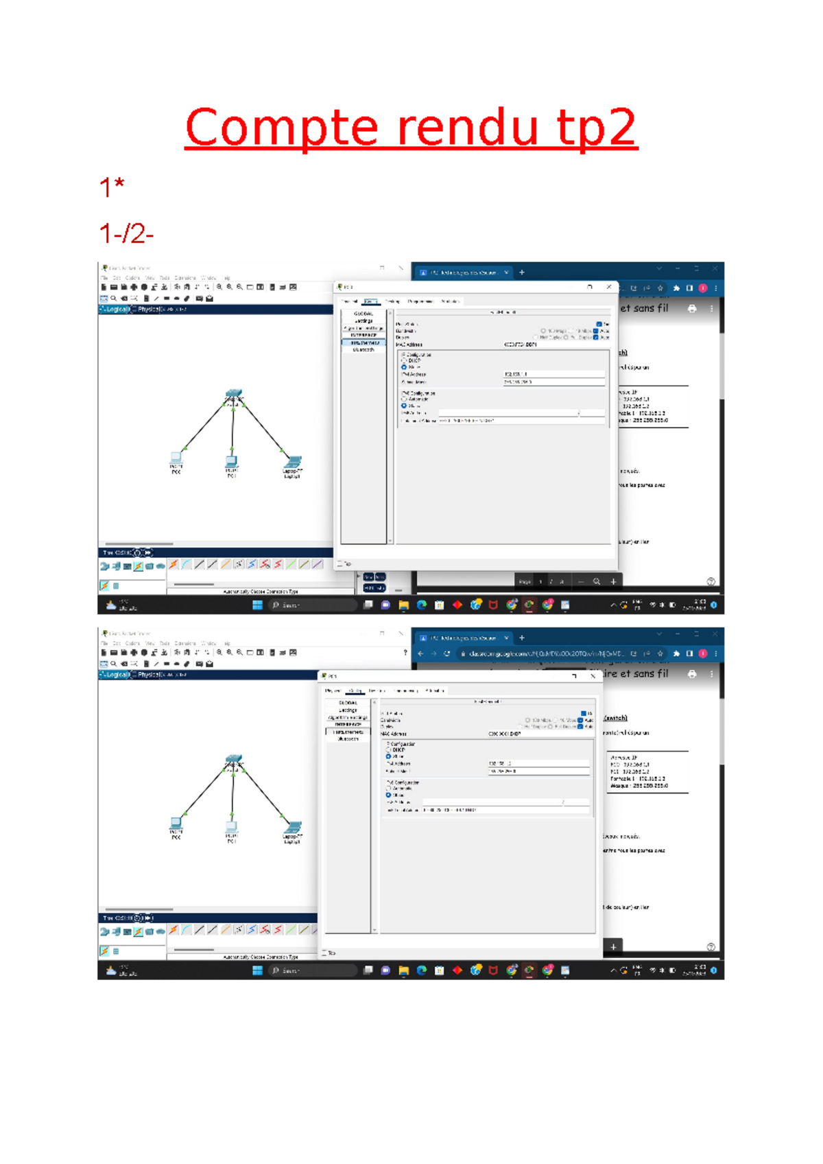 Compte rendu tp2 - hhfjkhiu - Mécanique Du Point - Compte rendu tp 1* 1-/2- 3- la communication ...