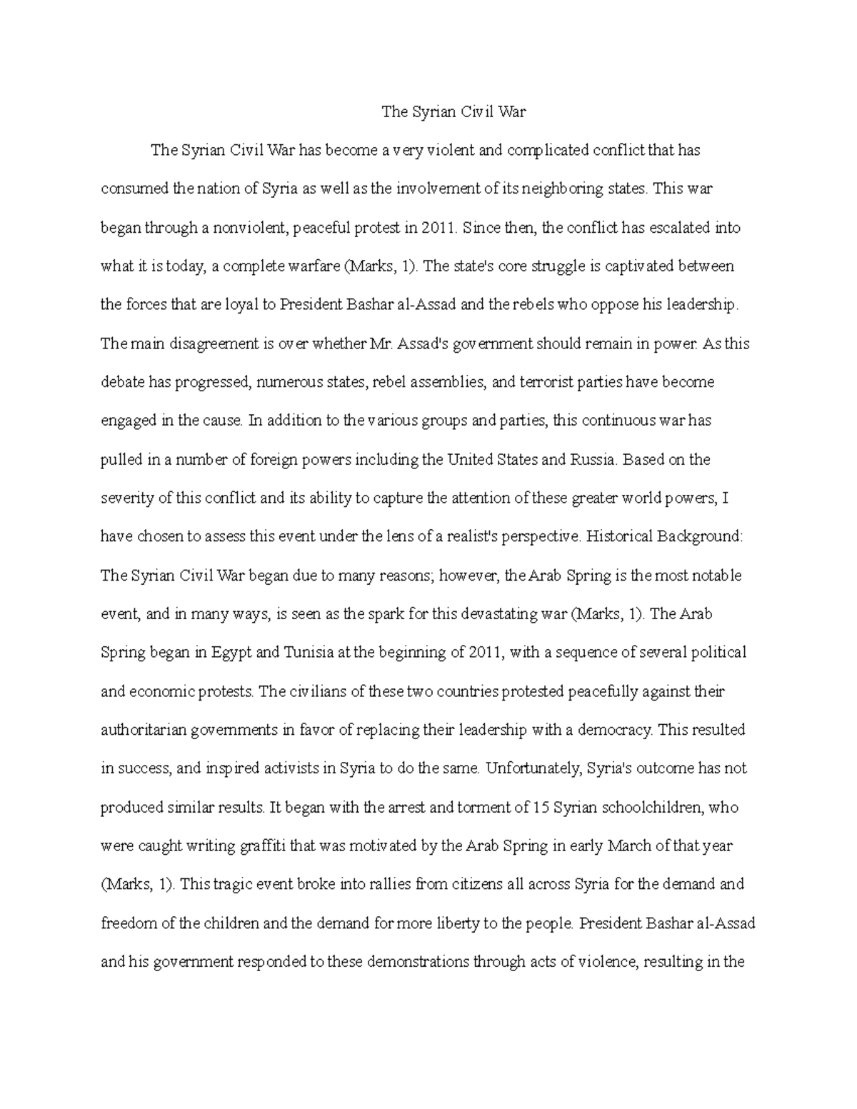 The Syrian Civil War - N/a - The Syrian Civil War The Syrian Civil War ...