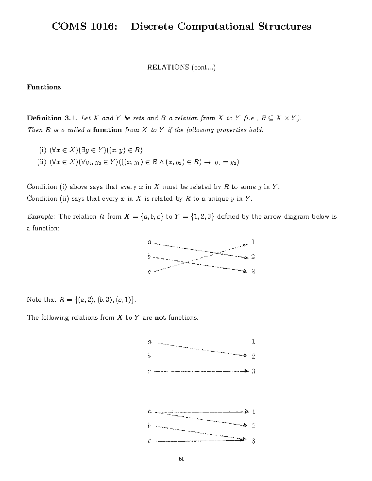 DCS Lecture 8 - COMS 1016: Discrete Computational Structures RELATIONS (cont...) Functions - Studocu